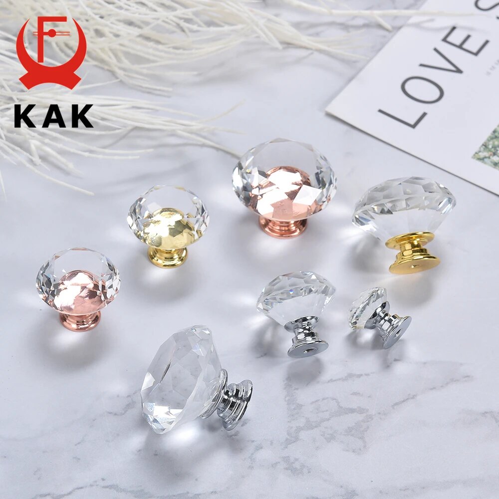 Круглая мебельная ручка из хрустального стекла, диаметр 20-40мм, 40mm silver