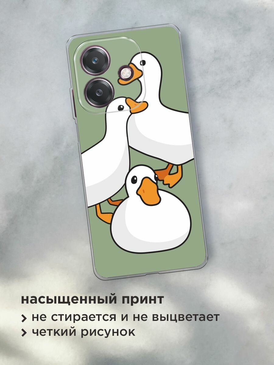 Силиконовый чехол на Oppo A3/A3x / Оппо А3/A3x с принтом "Утиное трио" — фото 1