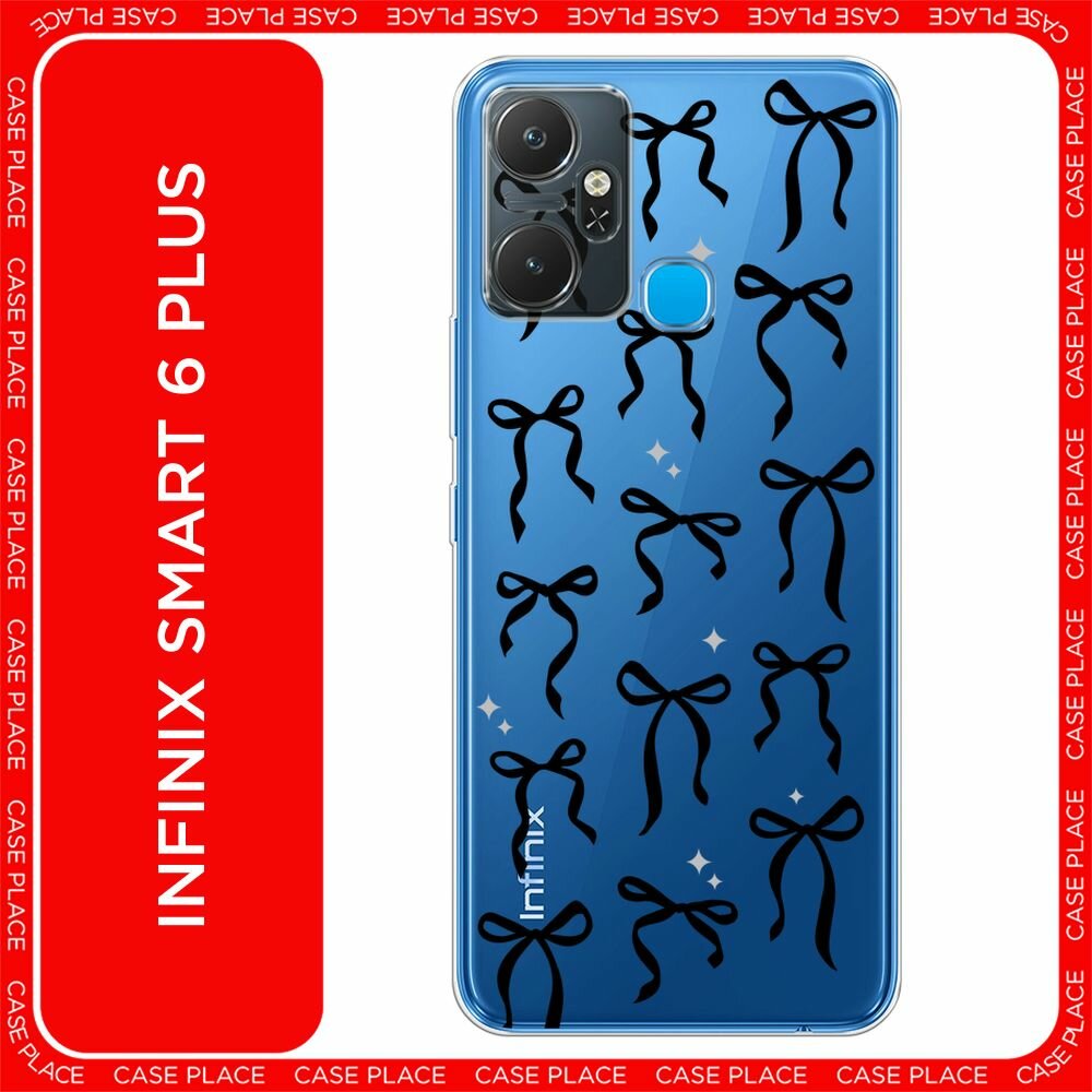 Чехол на Infinix Smart 6 Plus / Инфиникс Смарт 6 Плюс с принтом "Black bows", прозрачный