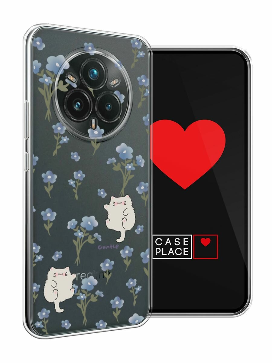 Чехол на Realme 14 Pro / Реалми 14 Про с принтом "Gentle cats", прозрачный — фото 1