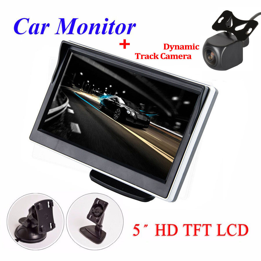 5-Дюймовый Автомобильный Монитор TFT LCD HD Digital LED с Функцией Обратной Парковки Водонепроницаемый с Камерой Динамического Отслеживания 170