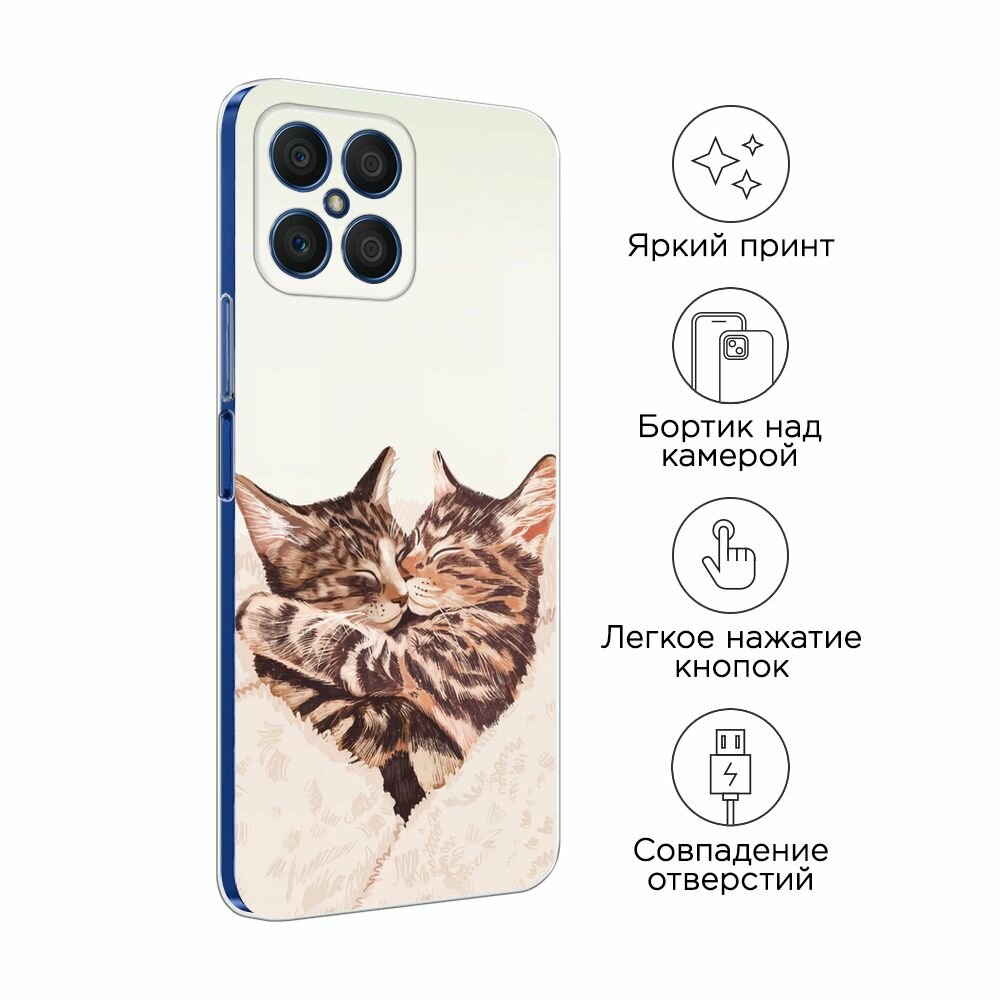 Чехол на Honor X8 / Хуавей X8 с принтом "Влюбленные котейки - 14 февраля" — фото 1