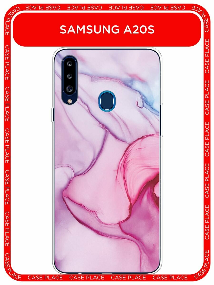 Чехол на Samsung Galaxy A20s / Самсунг Галакси A20s с принтом "Розовые мраморные разводы"