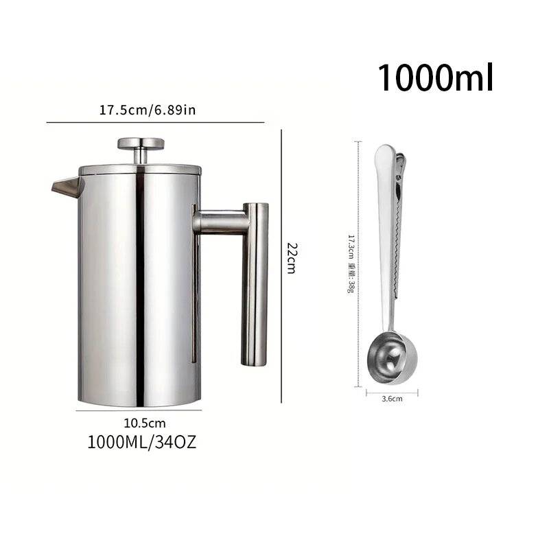 Французский пресс из нержавеющей стали 350 мл, 1000ml-set