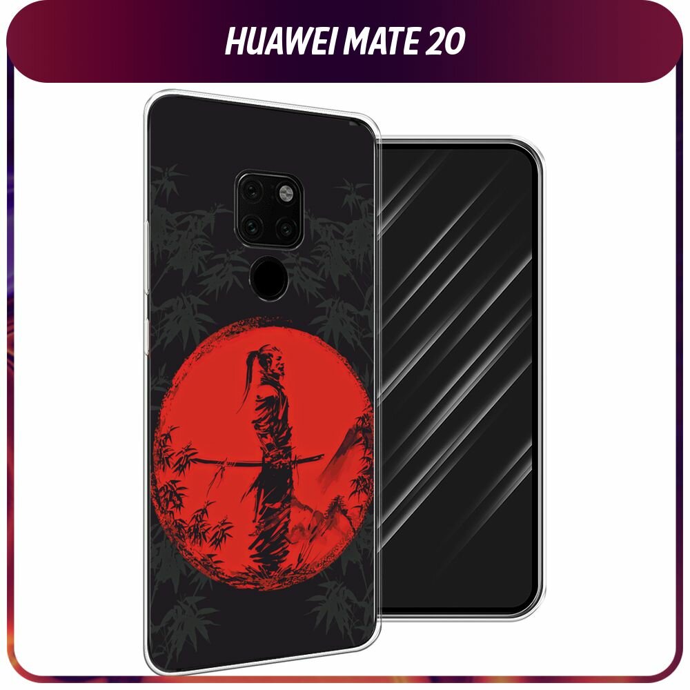 Чехол на Huawei Mate 20 / Хуавей Мате 20 с принтом "Самурай на красном фоне"