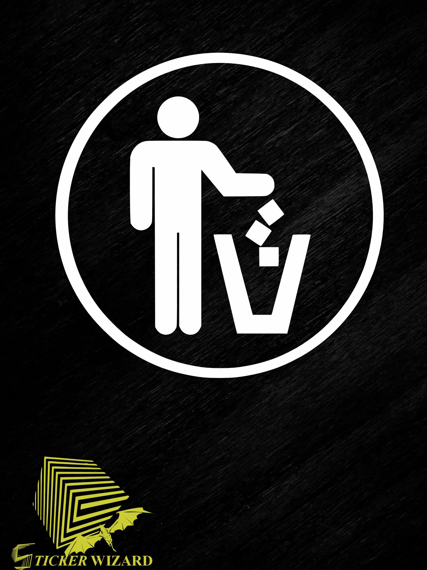 Наклейка виниловая на прозрачной основе (белая) "Корзина для мусора"