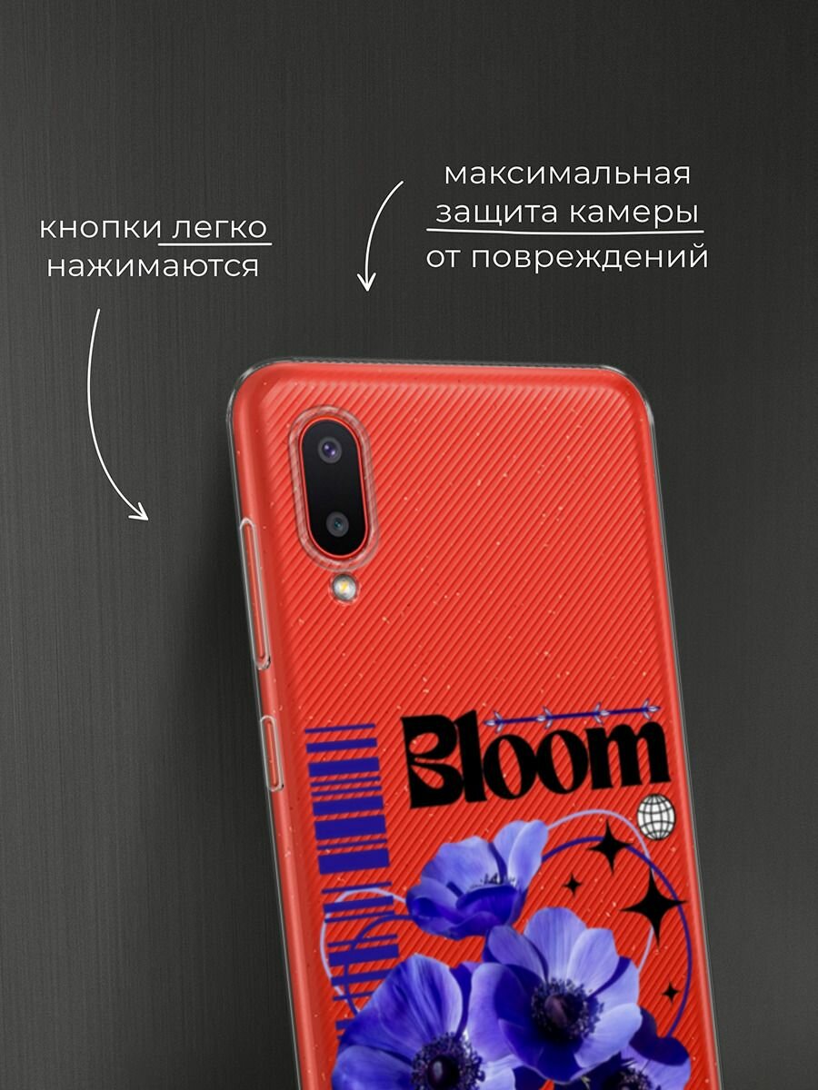 Чехол на Samsung Galaxy A02 / Самсунг Галакси А02 с принтом "Завораживающие анемоны", прозрачный — фото 1