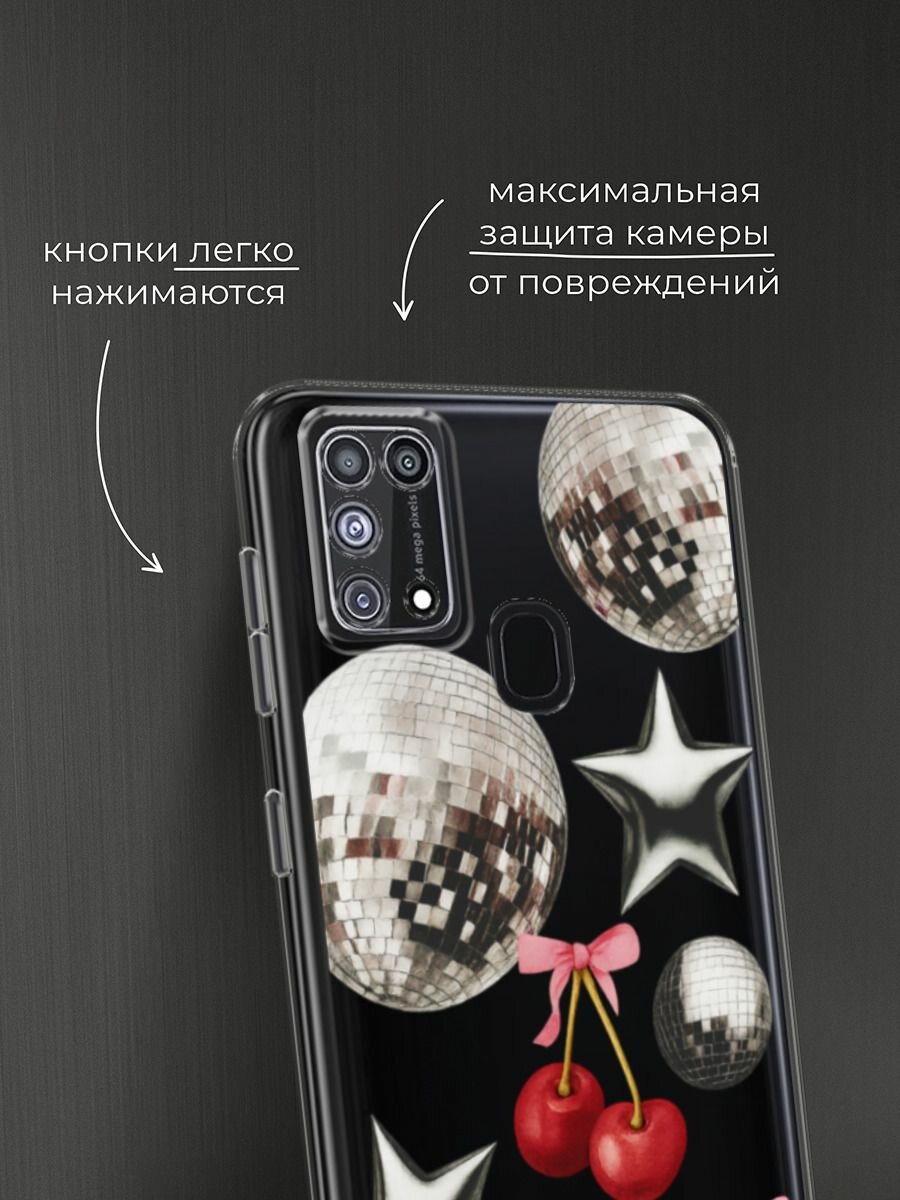 Чехол на Samsung Galaxy M31 / Самсунг Галакси М31 с принтом "Стильная подборка", прозрачный — фото 1