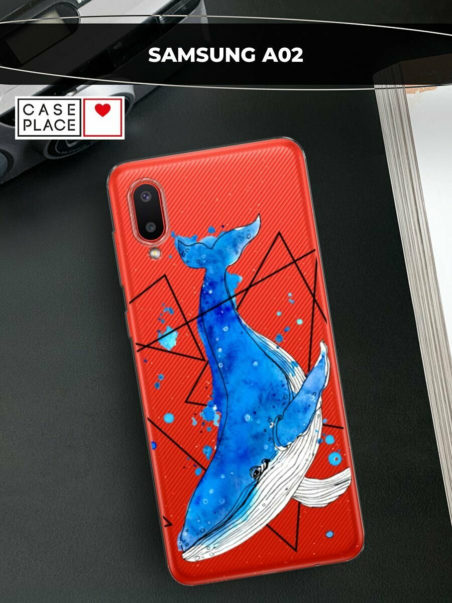 Чехол на Samsung Galaxy A02 / Самсунг Галакси А02 с принтом "Кит графика", прозрачный