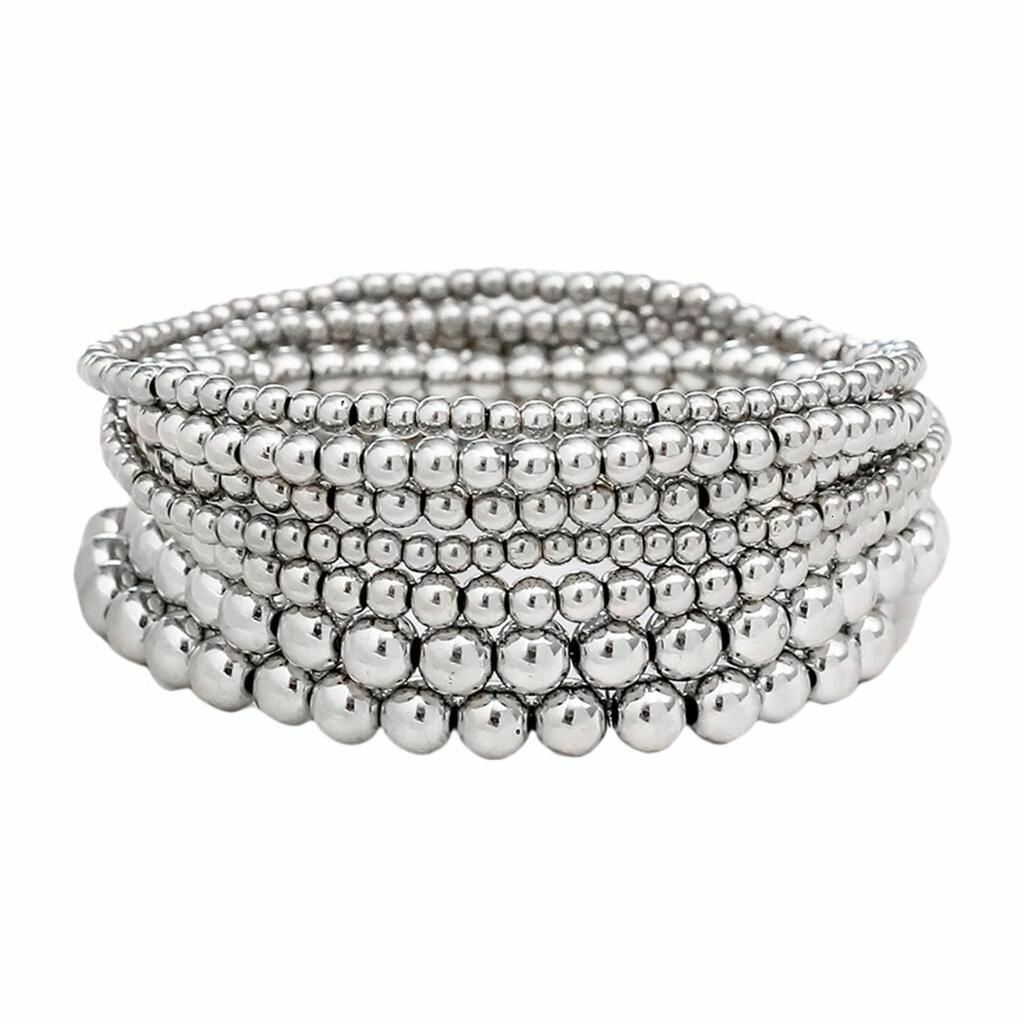 Шарм,7 шт./компл, Набор Геометрических браслетов из бисера S1312 wild beach-Серебристый