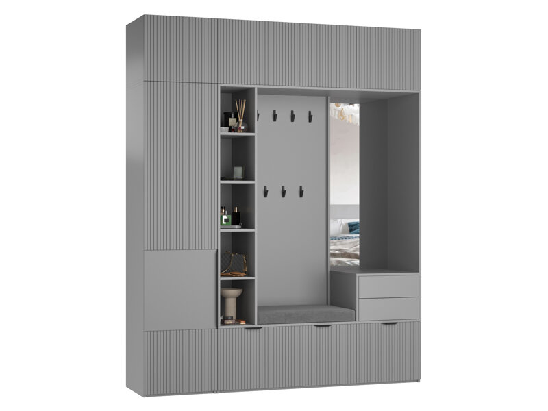 Прихожая в коридор "Тайлер 5" 180х240х50 Серый графит / Графит