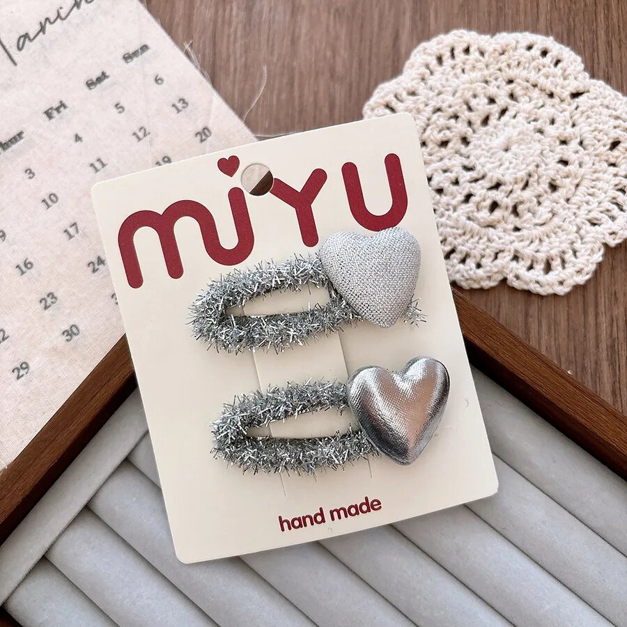 Серебряные заколки с бантиками из искусственной кожи, 2/3 шт. 4-Love model