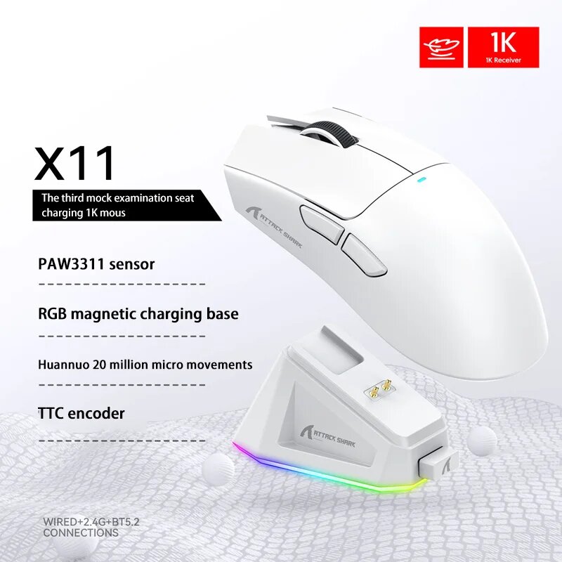 Игровая мышь Attack Shark X11 White