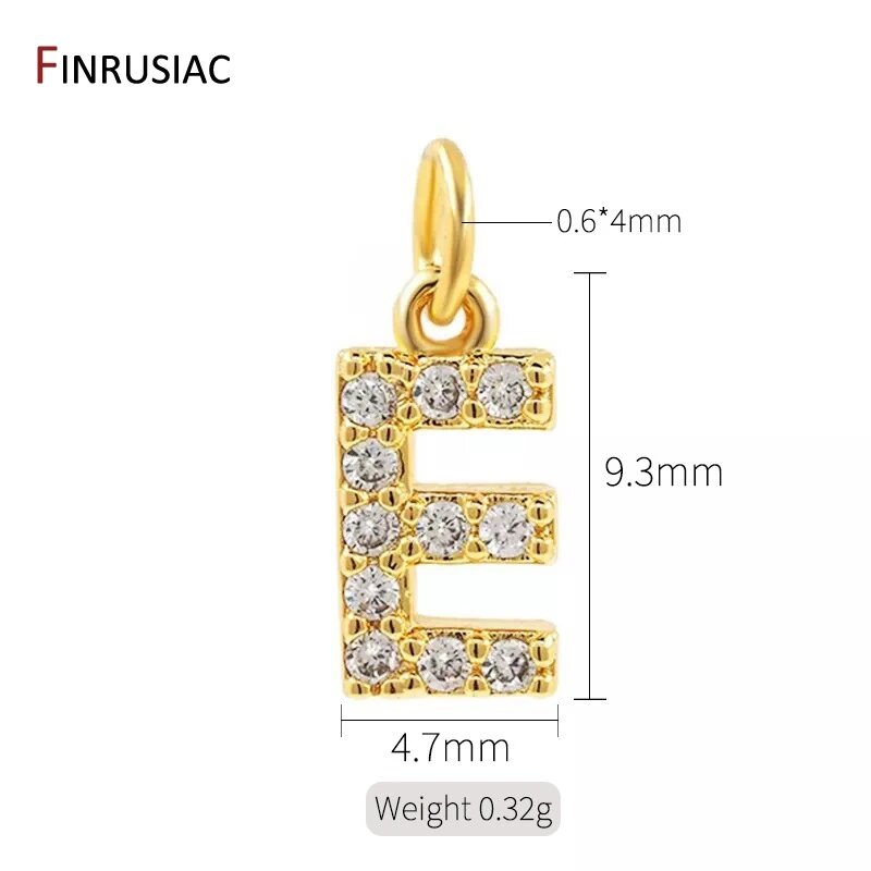 Заключения ювелирных изделий FINRUSIAC латунь с цирконием 26 букв 2 pieces, E