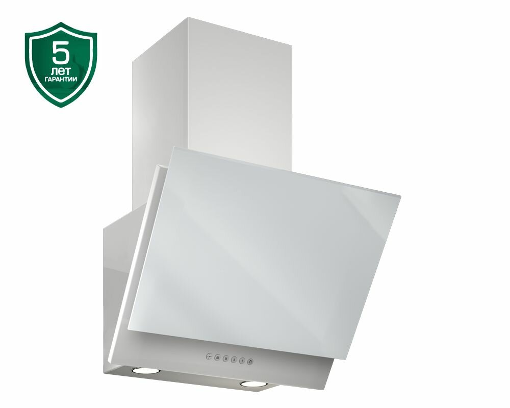 Наклонная кухонная вытяжка Elikor Рубин S4 50П-700-Э4Д, 50 см, перламутр/белое стекло, 700 м/ч, 4 скорости, электронное управление, тихая работа, режим отвода/рециркуляции воздуха, настенная