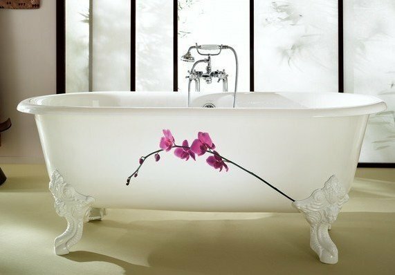 Чугунная ванна Jacob Delafon "CLEO" E2901-00, овальная, белая с художественным рисунком (ножки в комплекте) Оригинал, Франция