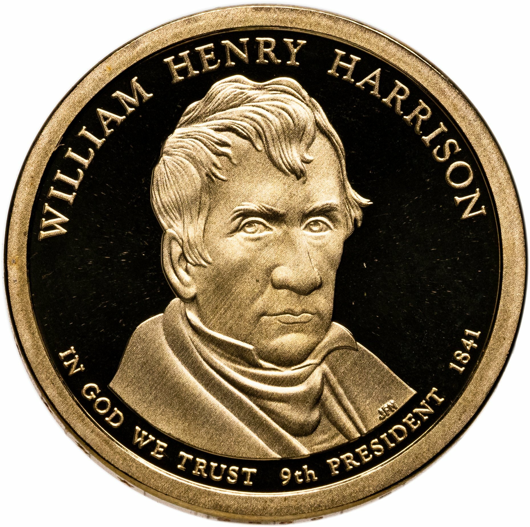 США 1 доллар 2009 Уильям Генри Гаррисон 9-ый Президент США Proof знак монетного двора "S" - Сан-Франциско, Медь
