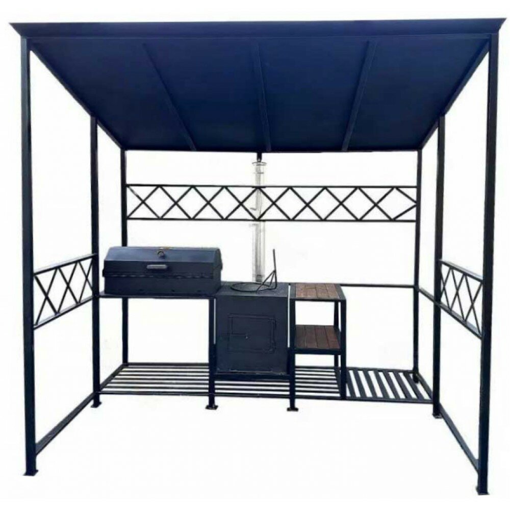 Мангал - Беседка «Гранд» цельносварная конструкция, съемная жаровня и печь