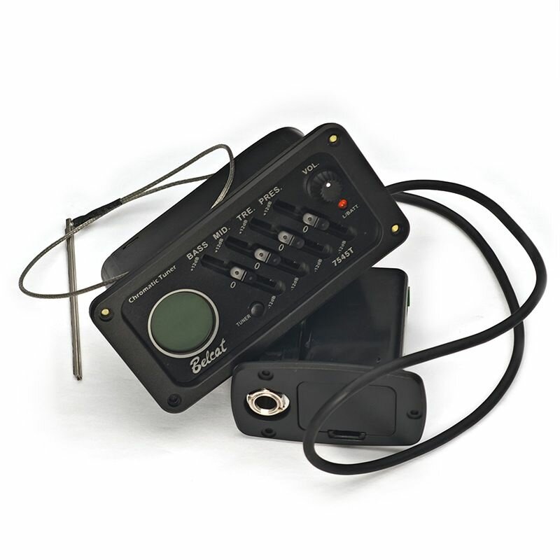 EQ-7545T 4-полосный эквалайзер гитарный предусилитель звукосниматель круглый тюнер экран