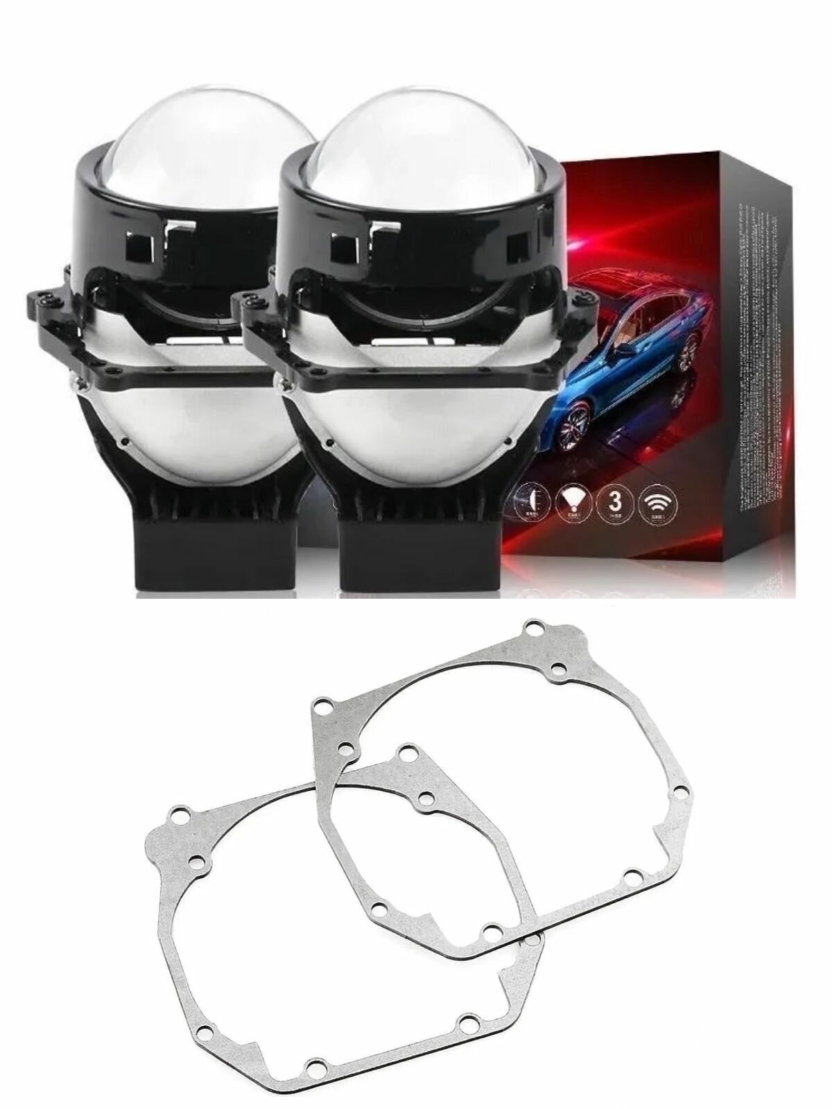 Комплект Bi-Led линз на Opel Omega B рест. 1999-2004, линзы Билед 5500k для Опель Омега Б