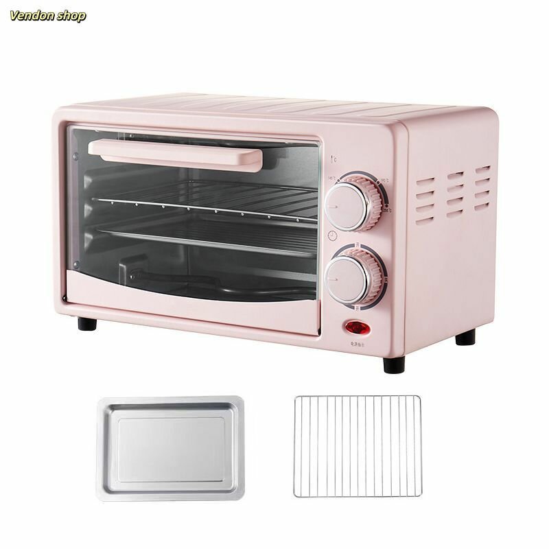 Мини-духовка, печь с конвекцией, аэрогриль, фритюрница, объем 12 литров, таймер 60 мин, до 250 градусов, розовый