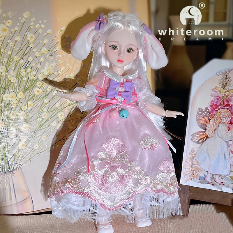 Шарнирная кукла Whiteroom 30 см винил зелёные глаза Розовый, Doll with clothes 06, DOLL with body