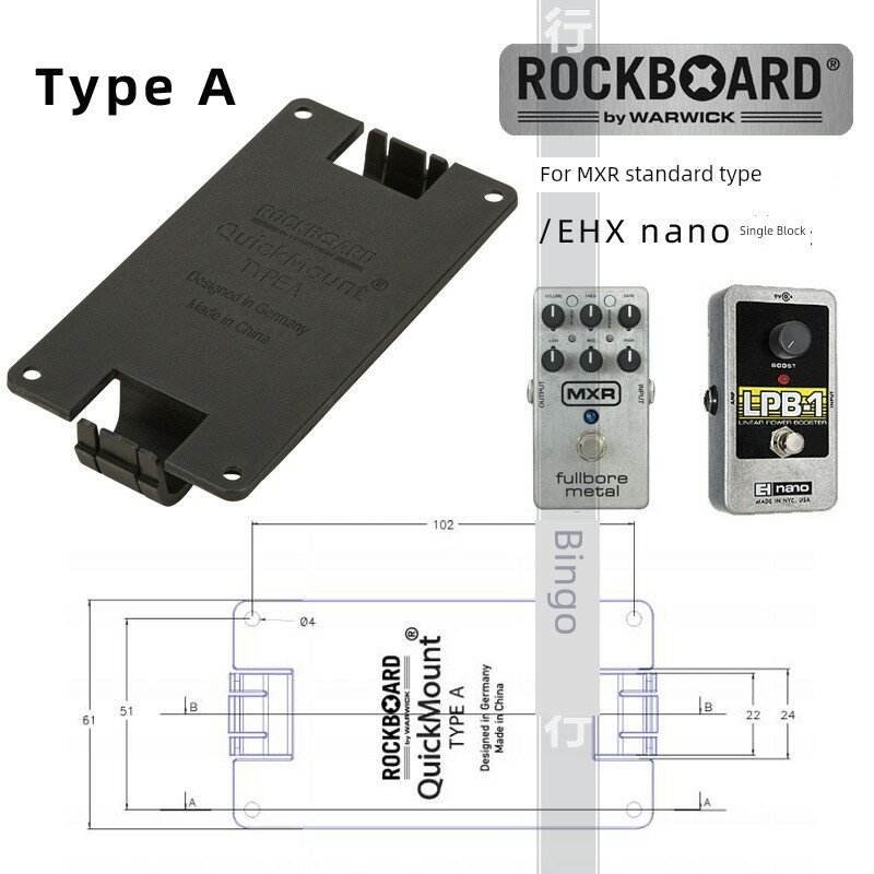 Rockboard Warwick A-Тип Быстросъемная Педалбординг Для Эффектов Гитары, Одна Доска, Без Велкро, Стандартная Установка