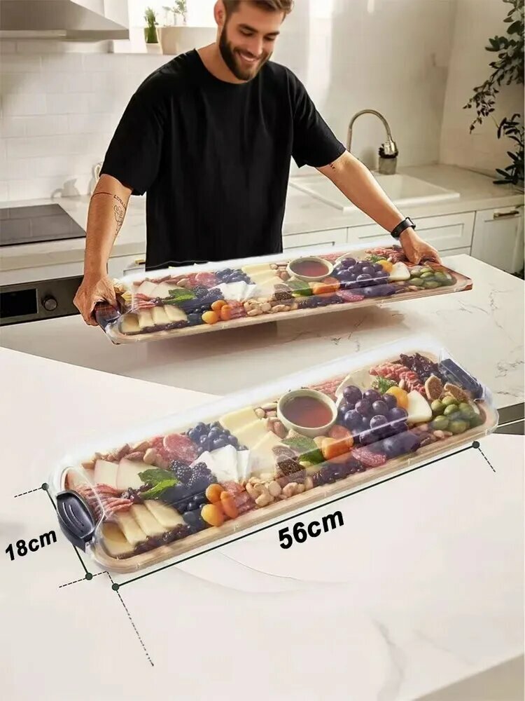 Lumberlight Менажница, 1 шт，Деревянный уличный поднос с крышкой, портативный