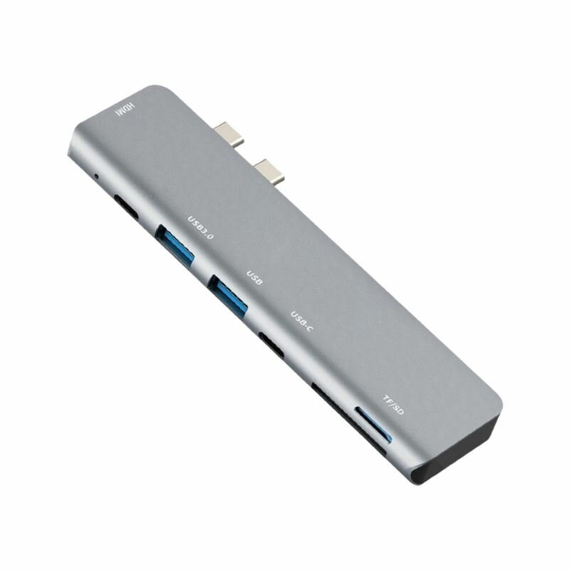 USB-C адаптер с 4K HDTV, зарядка 100WPD, передача 5Gbps USB3.0 для ноутбуков, алюминиевый корпус