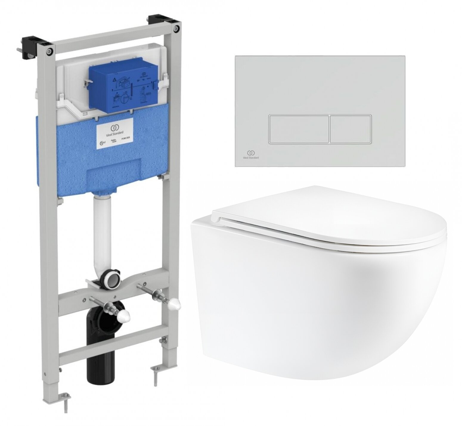 Комплект 3 в 1 инсталляция Ideal Standard + Унитаз подвесной Enio Unico Tornado EN2105073 + кнопка хром