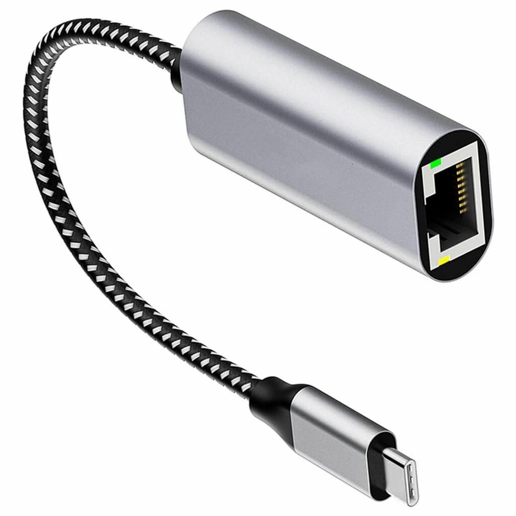 Адаптер Type C к RJ45 Ethernet USB C к RJ45 Gigabit для ПК, Серый