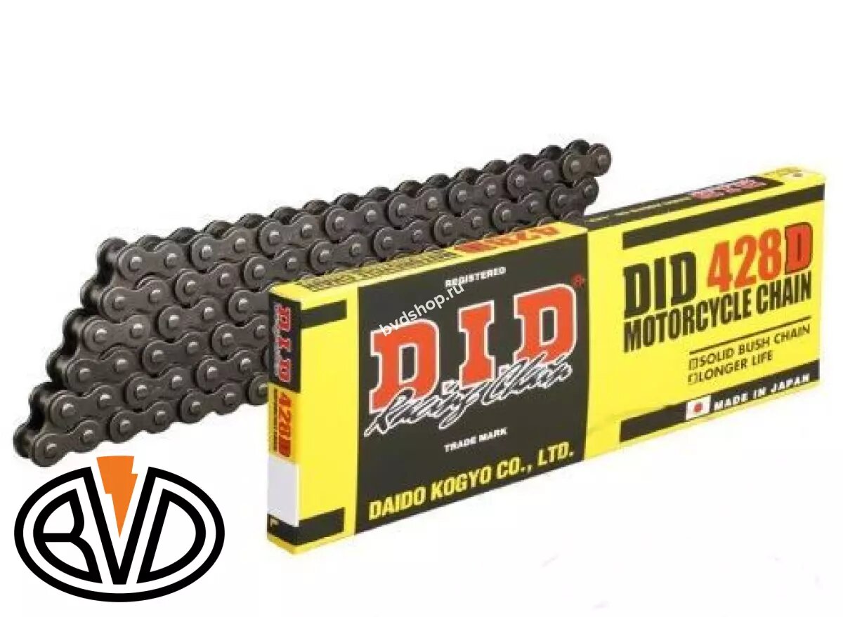 Цепь DID 428D-140, мотоцикл, с замком-защёлкой, Максимальный объём двигателя, куб. см 125