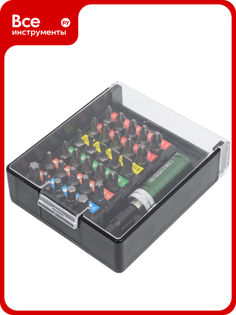 Биты в наборе с адаптером Jettools W-4731, односторонние S2 биты с магнитным наконечником и фирменным держателем