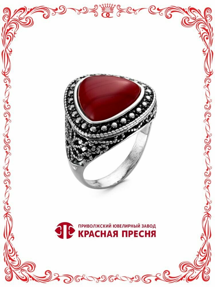 Кольцо, серебро, 925 проба, оксидирование