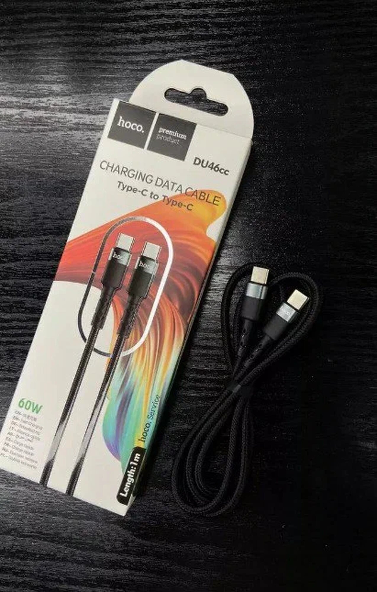 Usb Кабель-зарядка Type-C на Type-C Hoco DU46cl 20W 1M черный