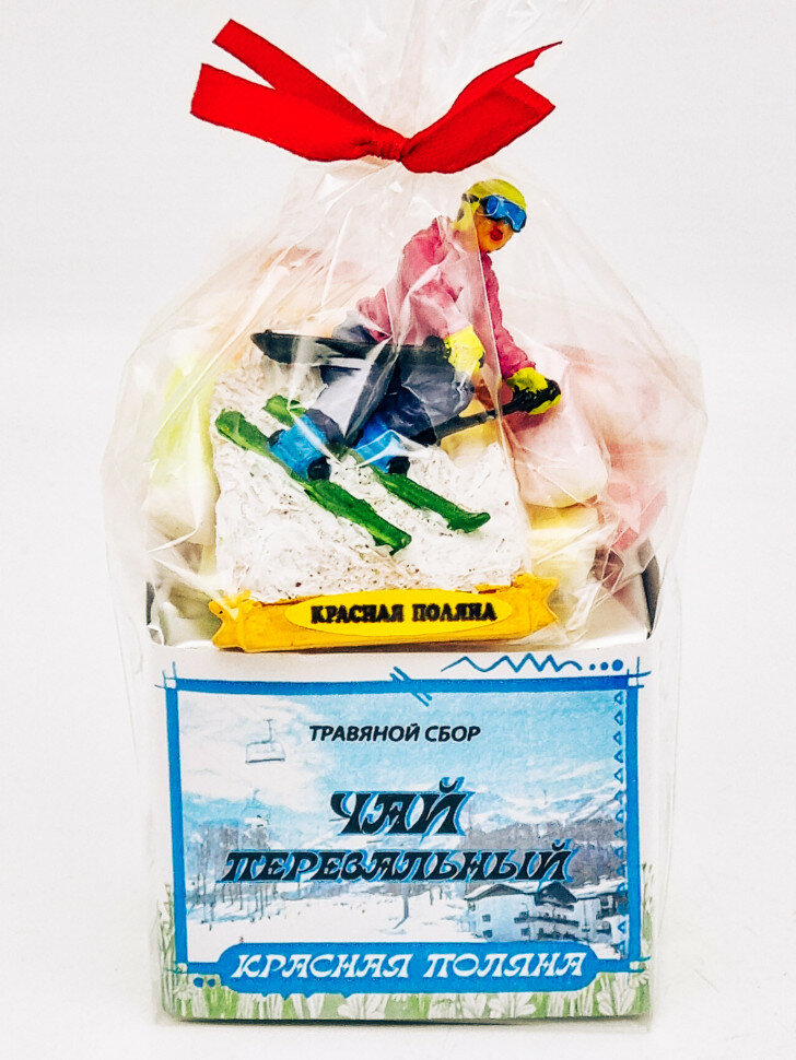 Краснополянский чай "Перевальный" 40гр + парварда 50гр Красная поляна с магнитом лыжник 1