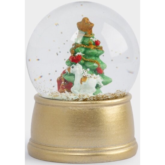 Снежный шар Anna Lafarg New year Ель с подарками 7 см, с подсветкой, золотистый (ANLAF-WS2026)