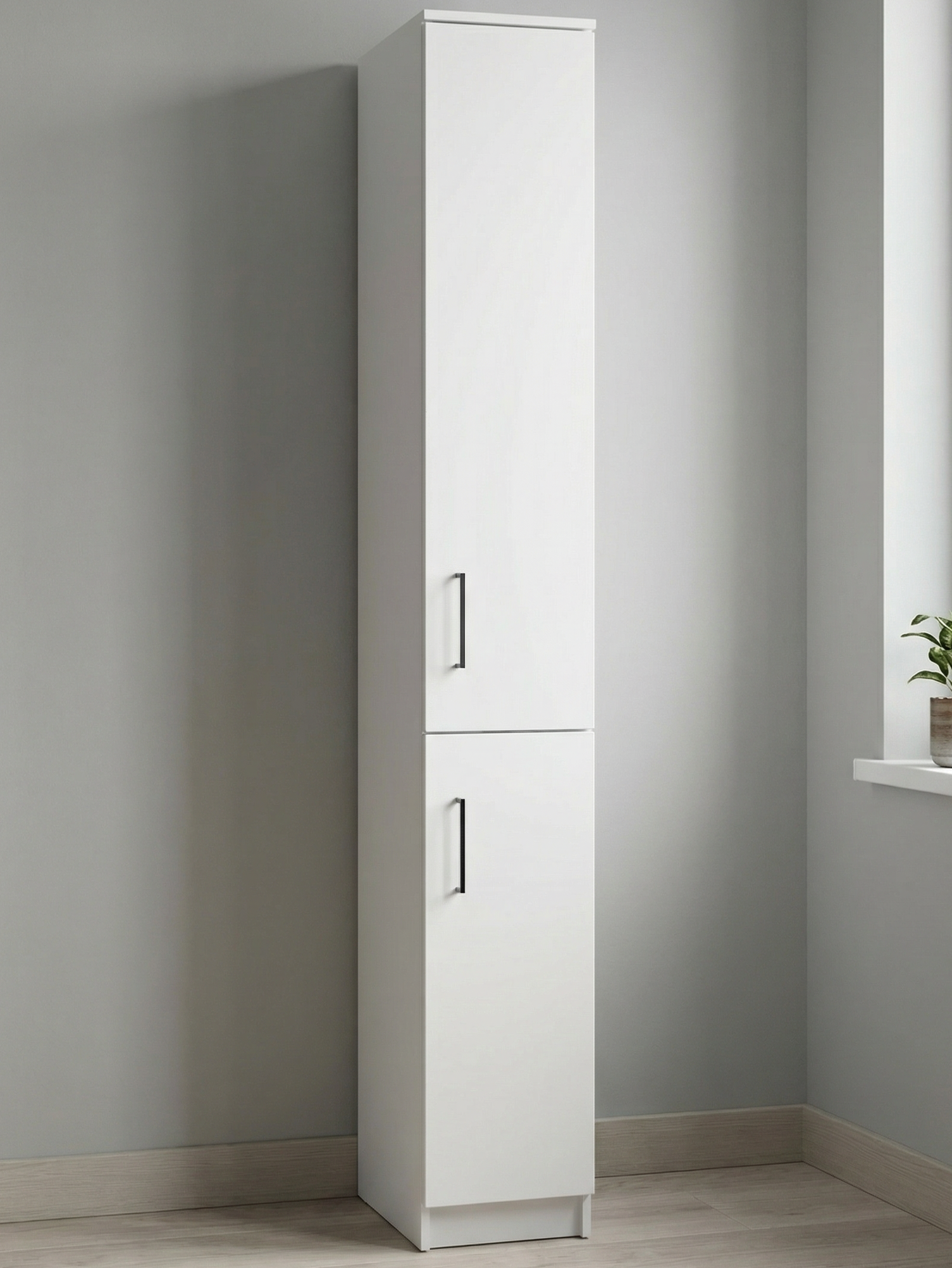 Узкий шкаф-пенал Шик-14 с полками и 2 дверцами, ШхГхВ: 30х50х210 см