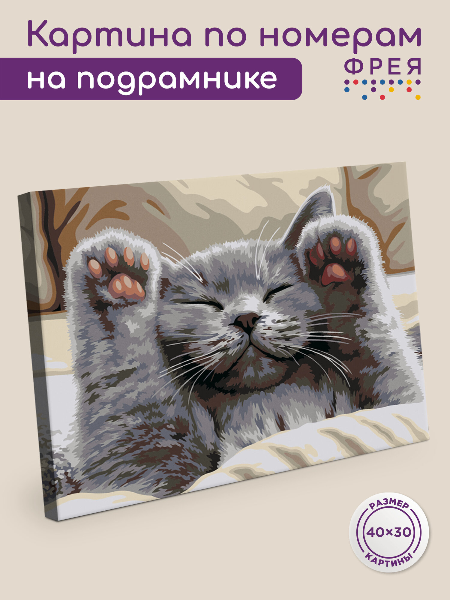 Картина по номерам с холстом на подрамнике "фрея" 40х30 см PNB/PM-373 "Нежные лапки"