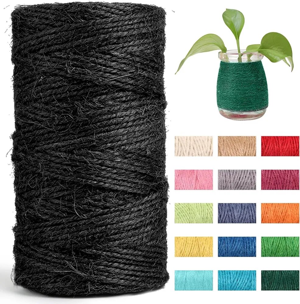 Джутовый шпагат, джутовая веревка, пеньковый шпагат, для упаковки поделок, свадебного рождественского декора, 100 м, 3-слойный