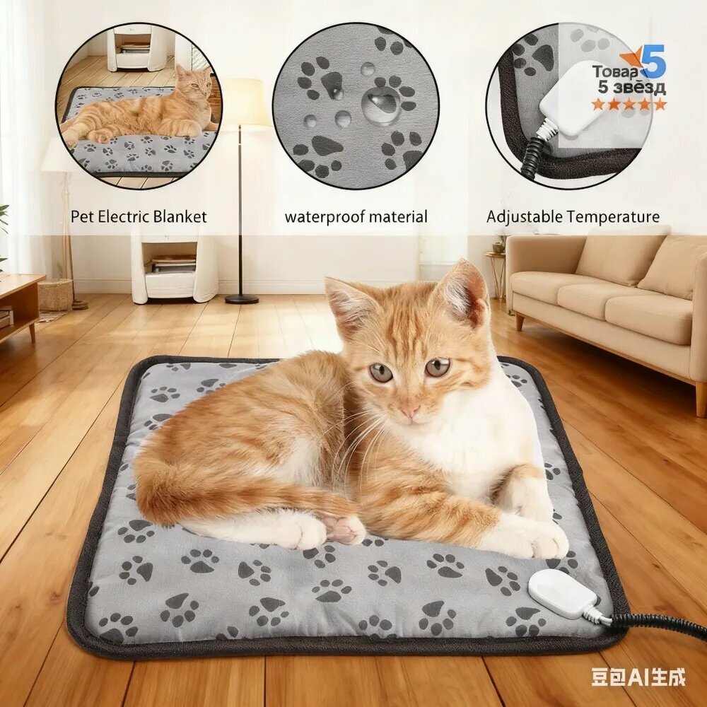 Грелка электрическая для животных, Электрическая грелка для собак с подогревом для кошачьей кроватки и термостатом с таймером TuochuangHangshop