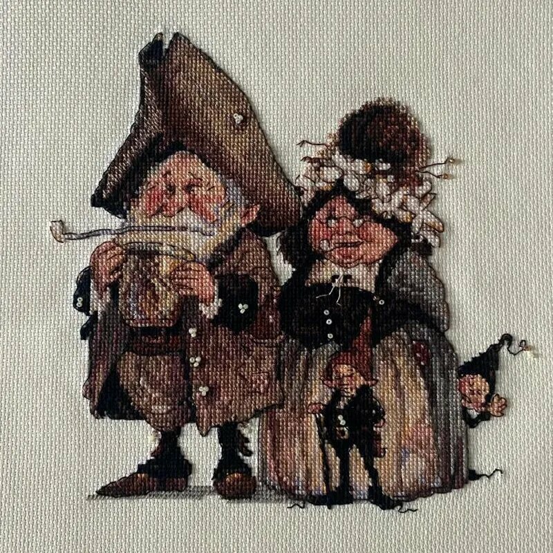 Набор для вышивания крестом, Старая пара, Nimue, Вышивка, Подсчитал холст, Крестный комплект стежка