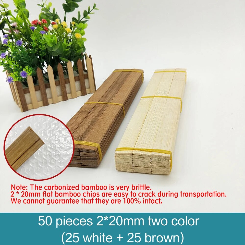 Бамбуковые полоски для рукоделия 50 шт. 30 см 2x20mm two color