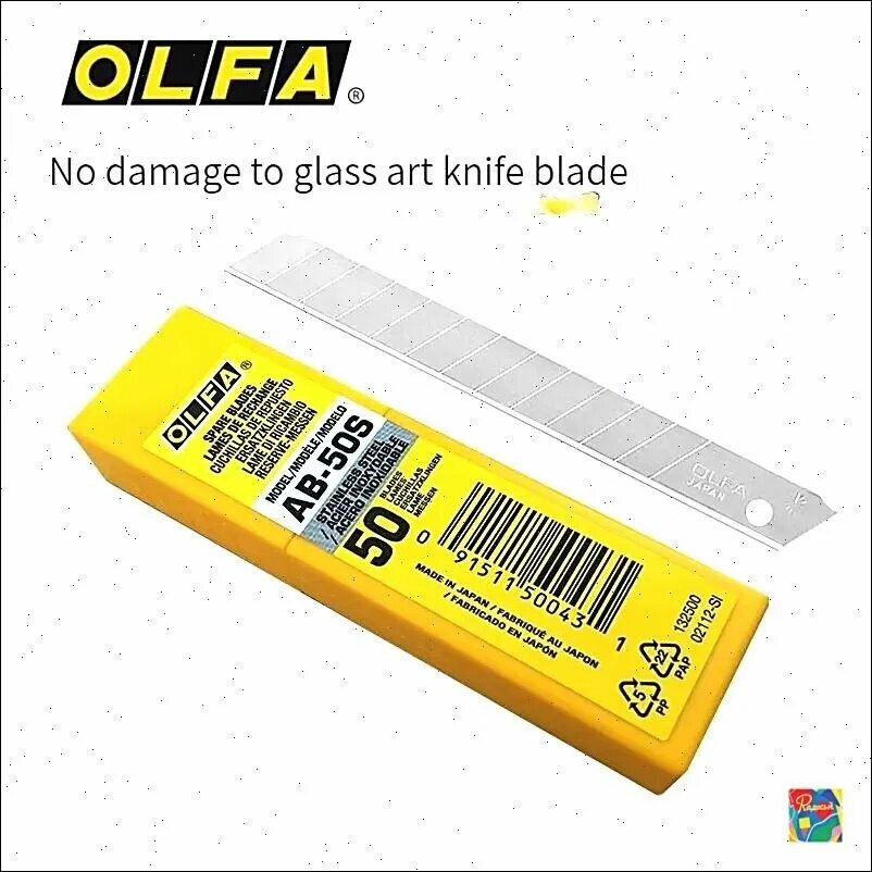 (50 штук) OLFA AB-50S Стандартный бытовой канцелярский нож, лезвие 9 мм, можно отламывать.