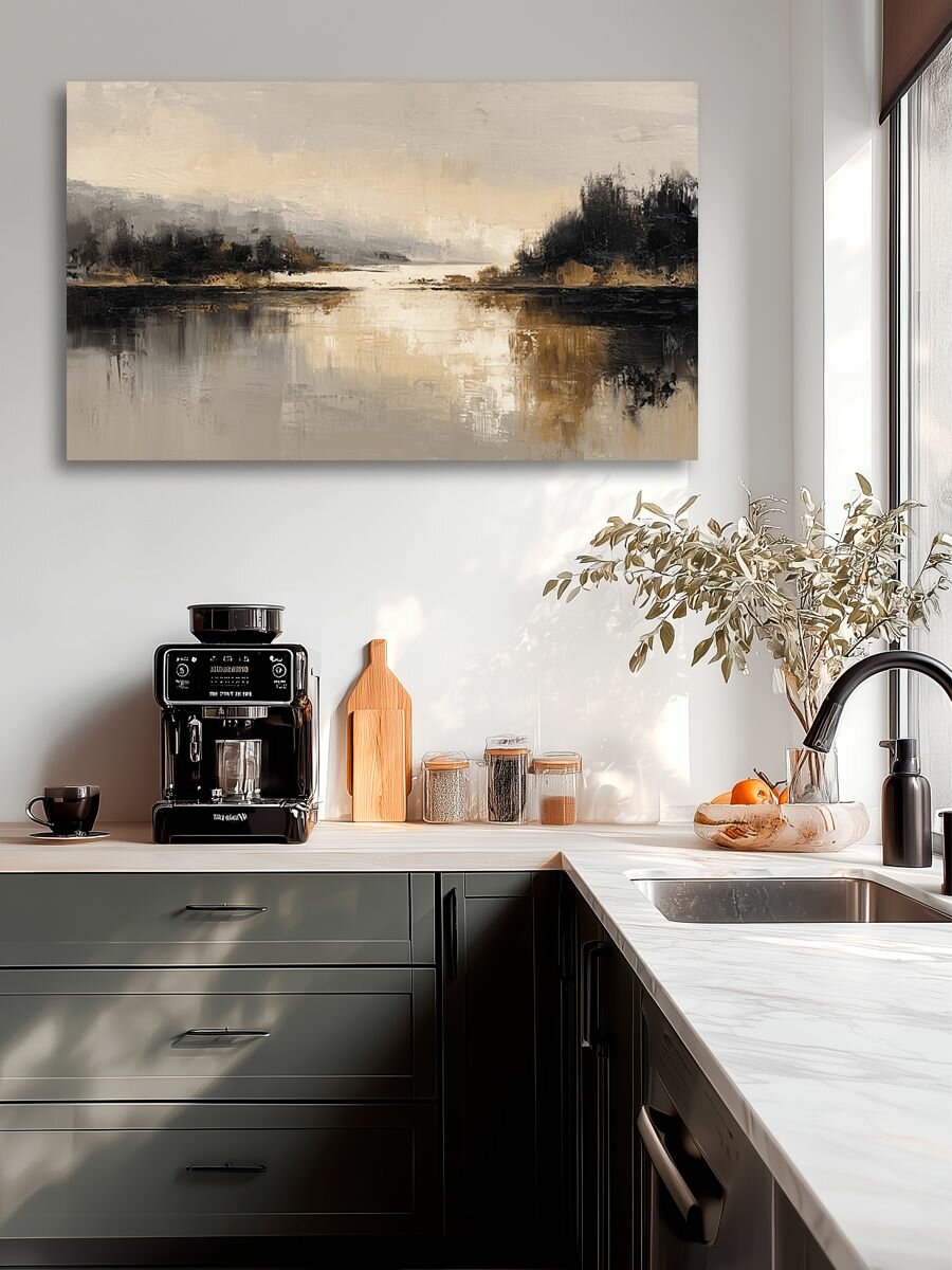 Картина на холсте LOFTime 60х100 Пейзаж у воды масло беж кор КБ-1971-60100