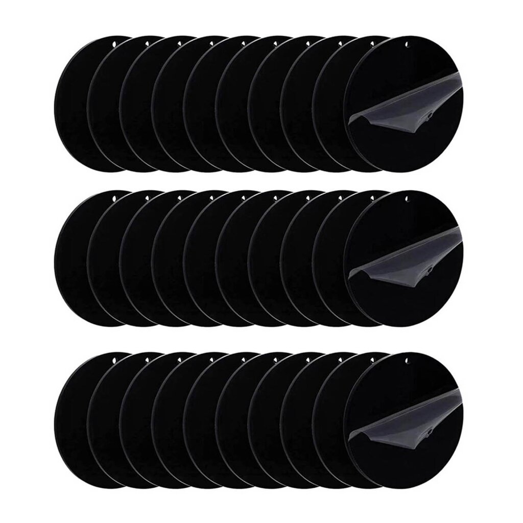 Упаковка из 30 Черных Акриловых Заготовок, Набор Круглых панелей для поделок своими руками и художественных проектов