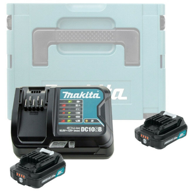 Аккумулятор с зарядным устройством Makita BL1021B + DC10SB (12В/2 Ah), кейс