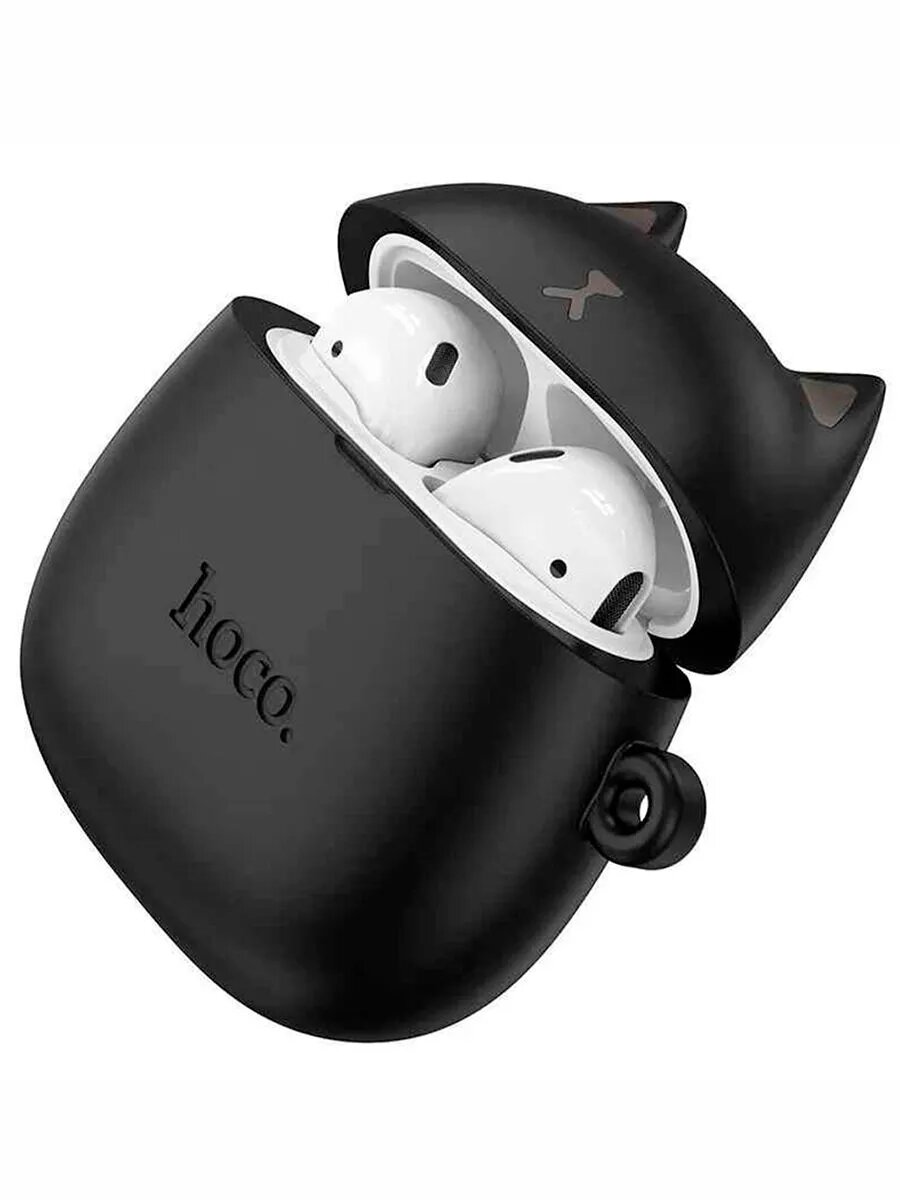 Наушники Bluetooth Hoco EW45, в кейсе c чехлом в виде кошки, сенсорные, цвет черный / беспроводные