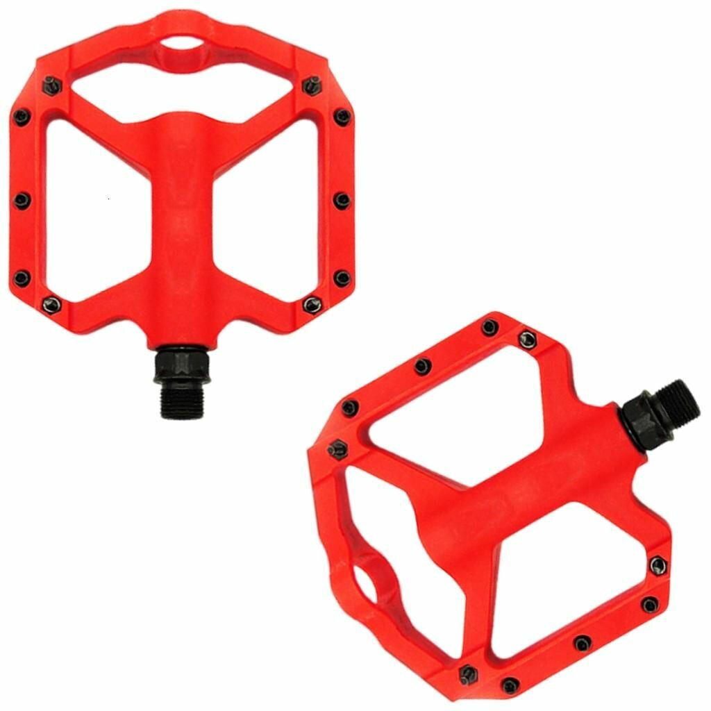Широкие плоские педали для велосипедов, красный