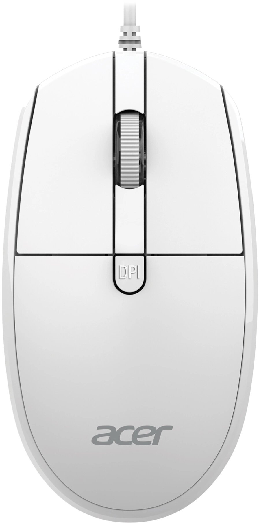 Мышь проводная Acer OMW401 белый, 2000 dpi, USB, кнопки - 4